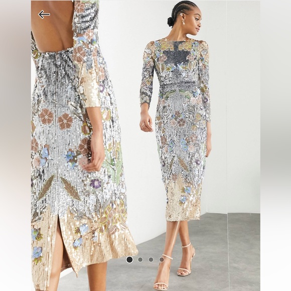ASOS | Dresses | Stunning Beaded Asos Sequin Floral Midi Dress | Poshmark